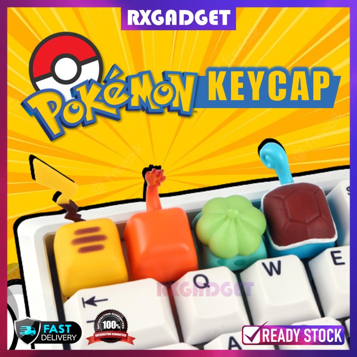 POKEMON Cute Keycap Anime Ecs Keycaps For Mechanical Keyboard Pikachu ...