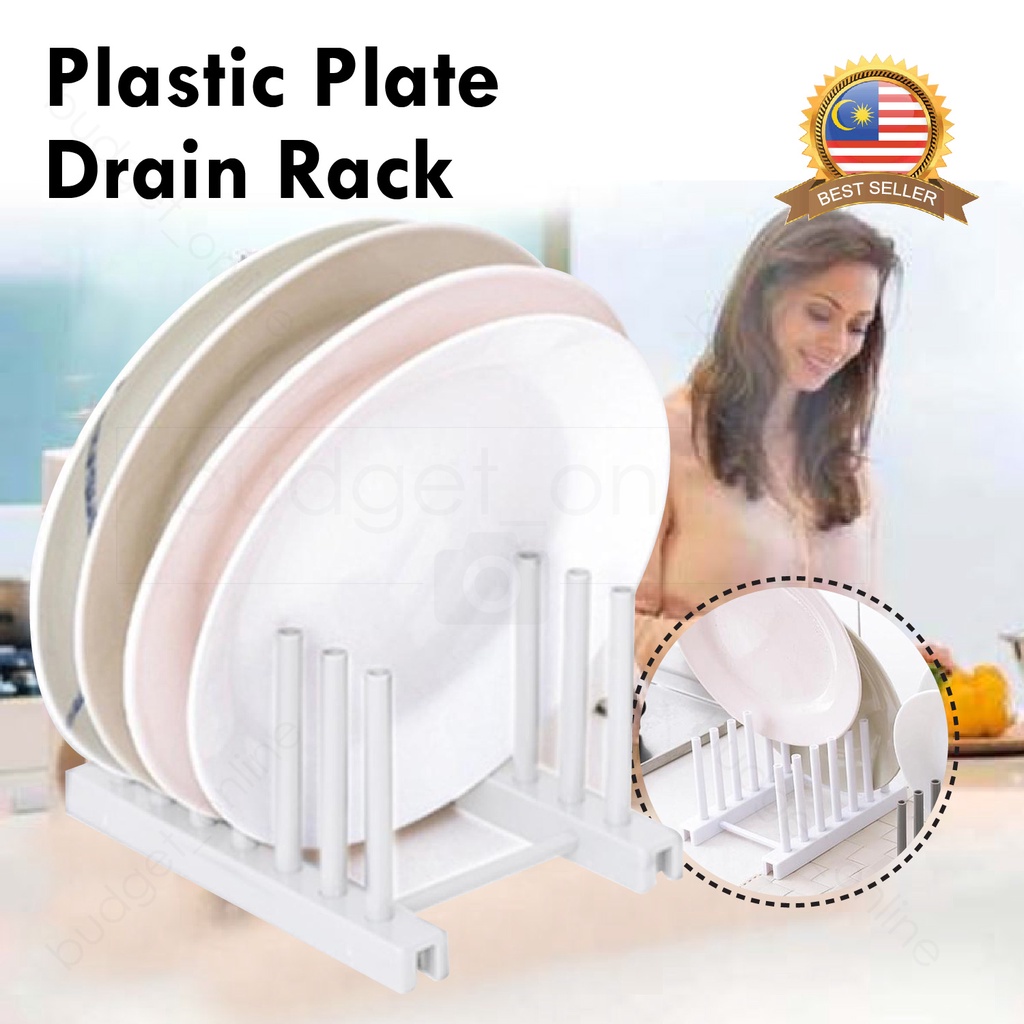 Kitchen Plastic Dish Rack Kitchen Plate Organizer Drainer Pot Lid ...