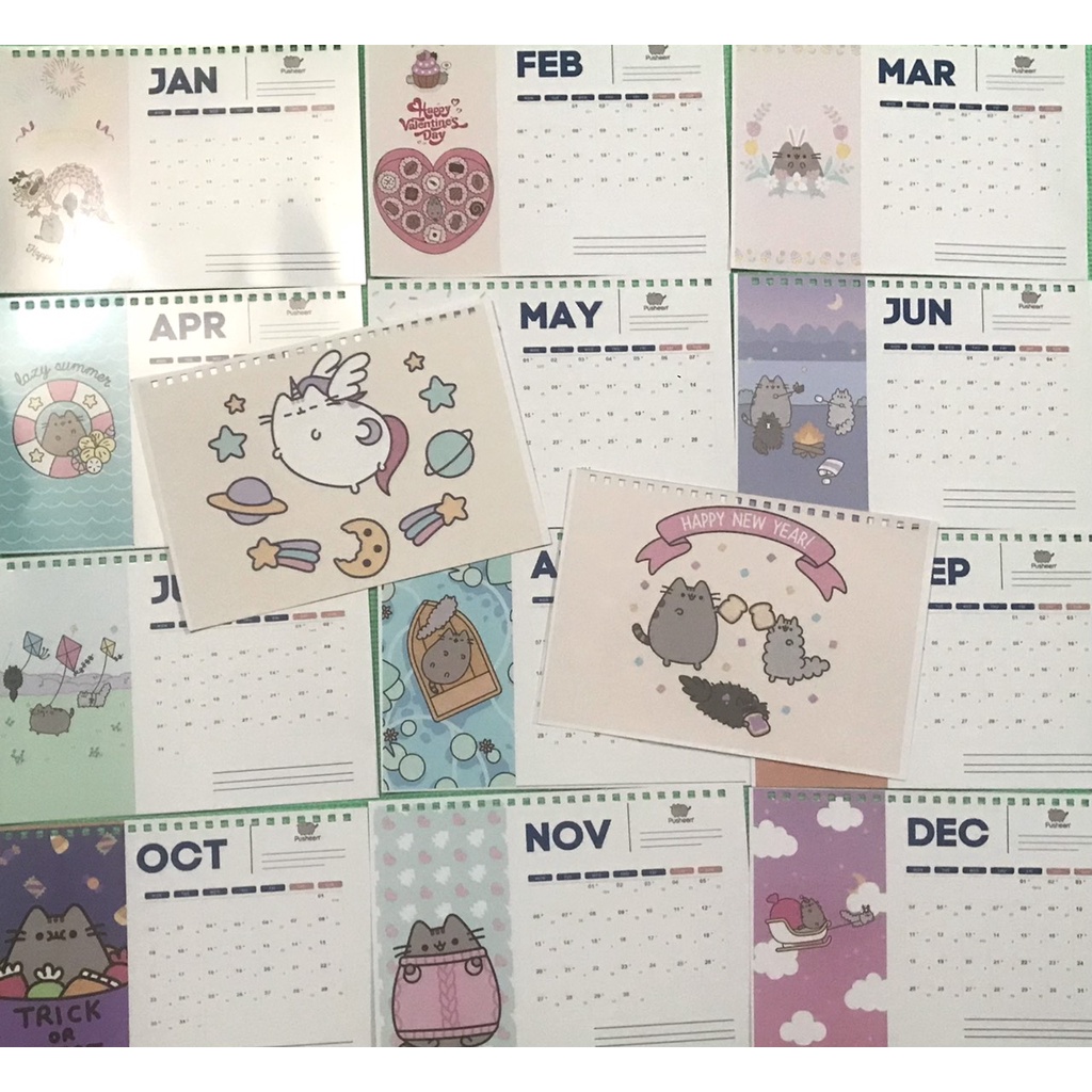 Desk calendar 2025 Pusheen LDB16 cute printed calendar with lunar ...