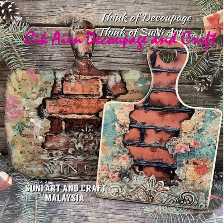 SuNi Art and Craft Decoupage Paper Wall Brick & Vintage Clock ...
