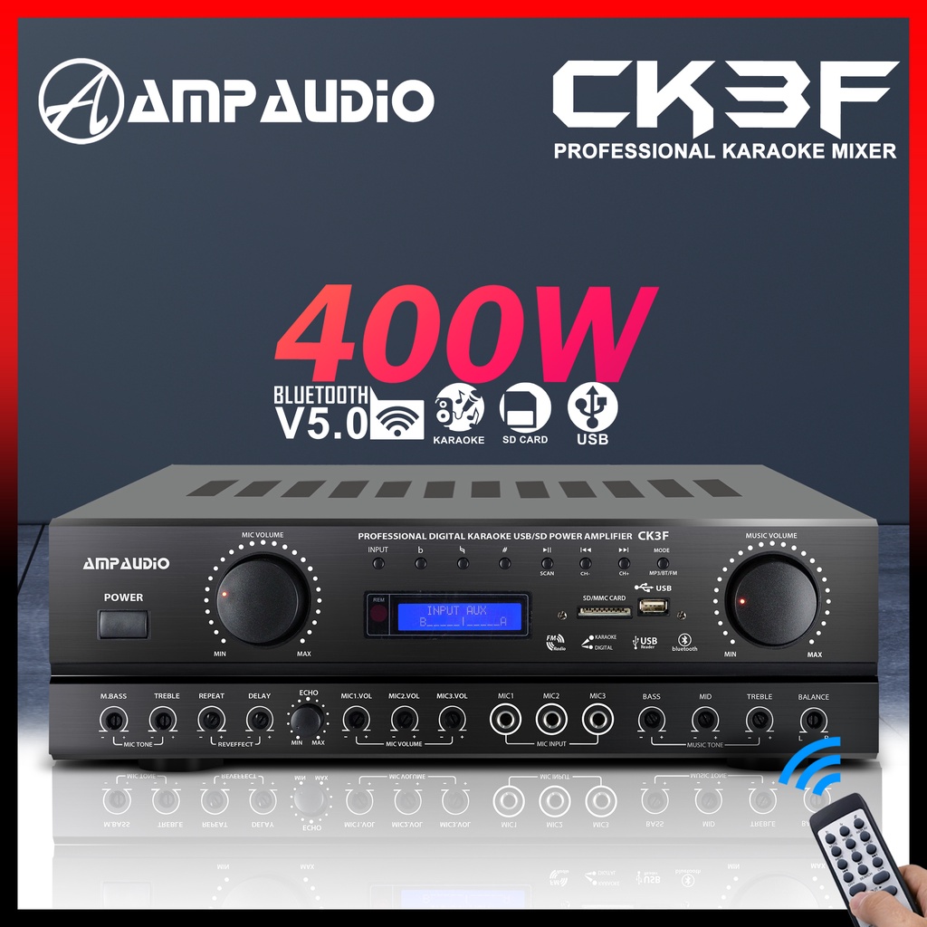 Ampaudio CK3F Karaoke Amplifier Bluetooth Stereo Amplifier Wireless ...