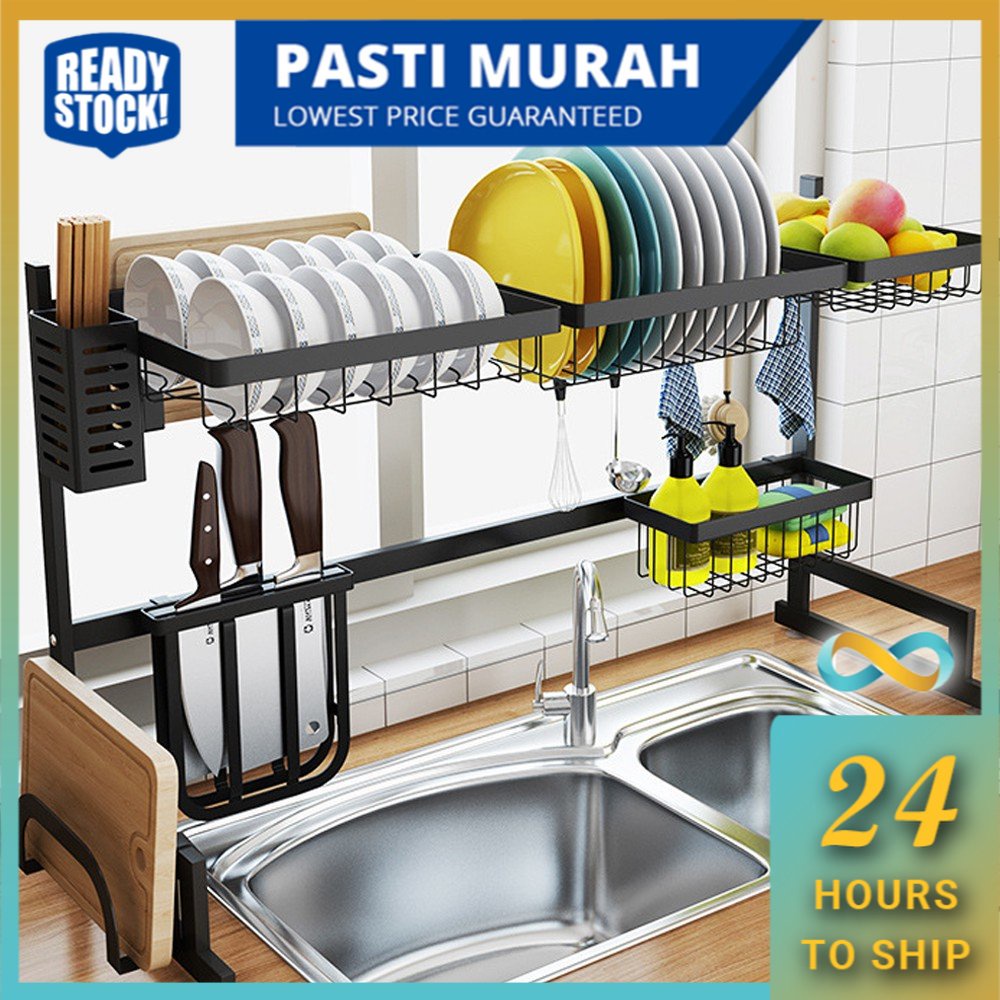 Ready Stock Stainless Steel Rack Kitchen Rack Dish rack Rak Pinggan ...