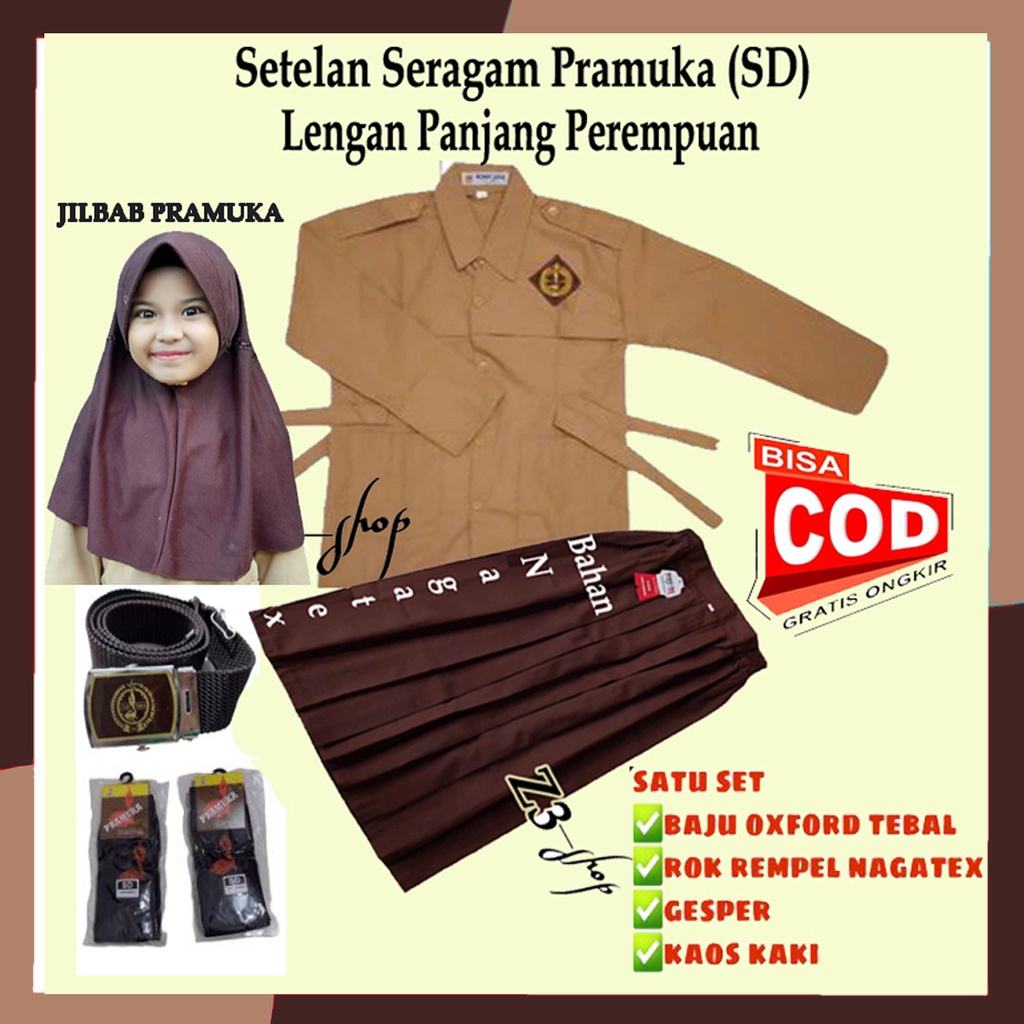 Girl's elementary school scout uniform with long sleeves and straps ...