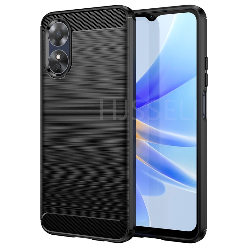 OPPO A17 Casing Armor Carbon Fiber TPU Soft Silicone Back Cover OPPO ...