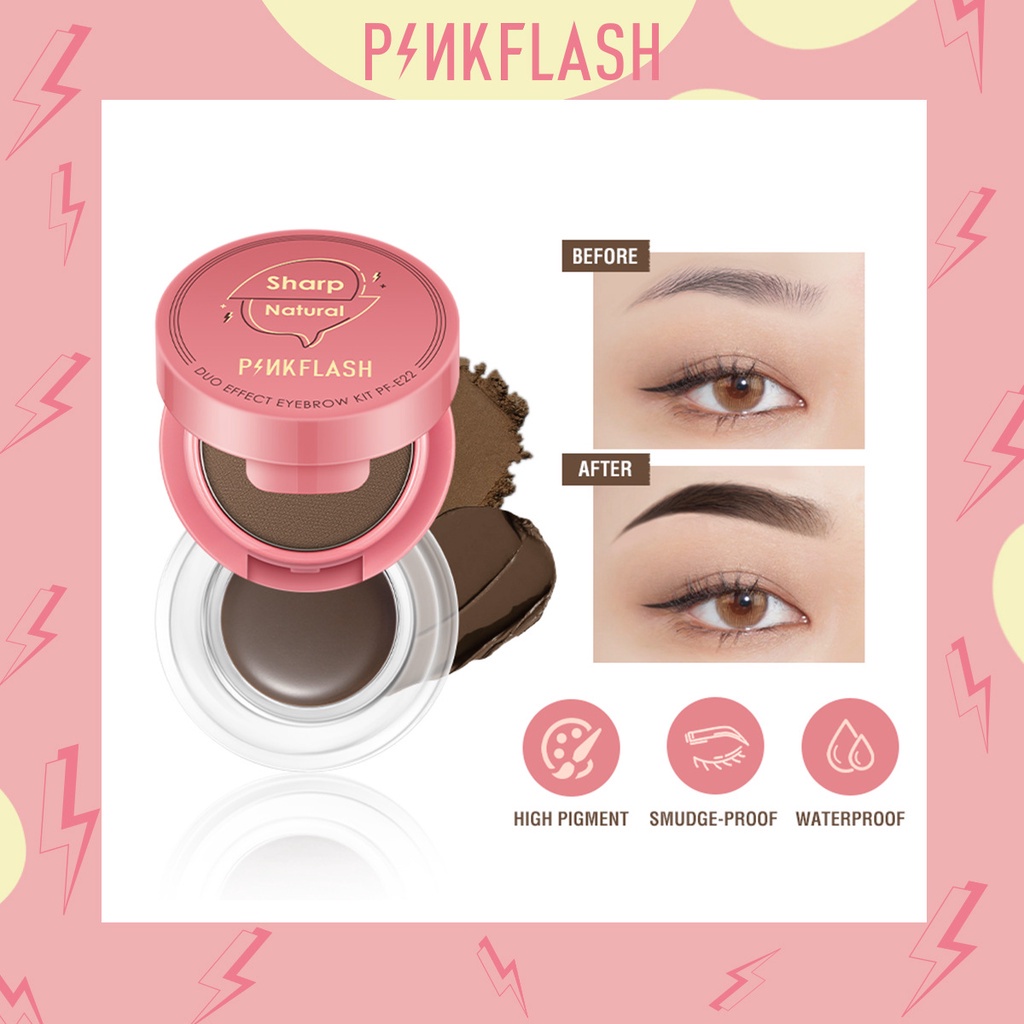 Pinkflash Duo Effect 2 in 1 Powder & Cream Eyebrow Kit | Shopee Malaysia