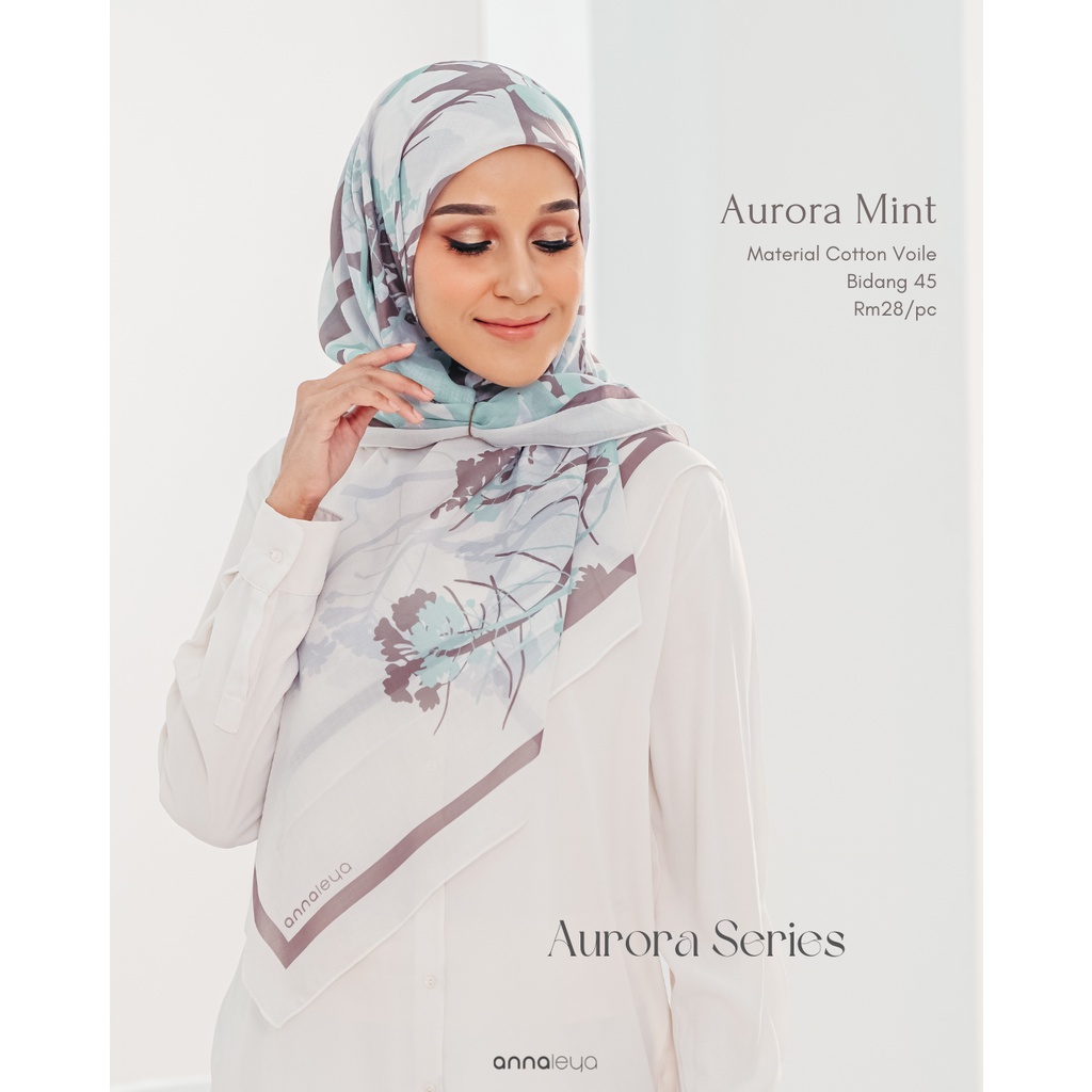 Annaleya Tudung Bawal Printed Cotton Voile (Aurora Series) >> Code Aurora Mint | Shopee Malaysia