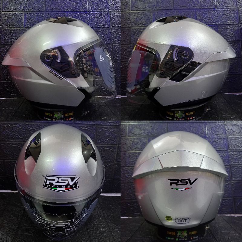 Rsv SV300 SOLID SILVER GLOSSY DOUBLE VISOR Helmet | Shopee Malaysia