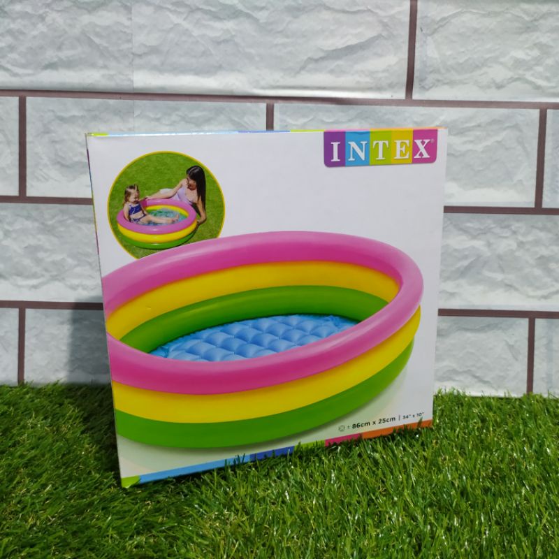 INTEX Rainbow Children's Pool 86 x 25 cm - Inflatable Pump Swimming ...