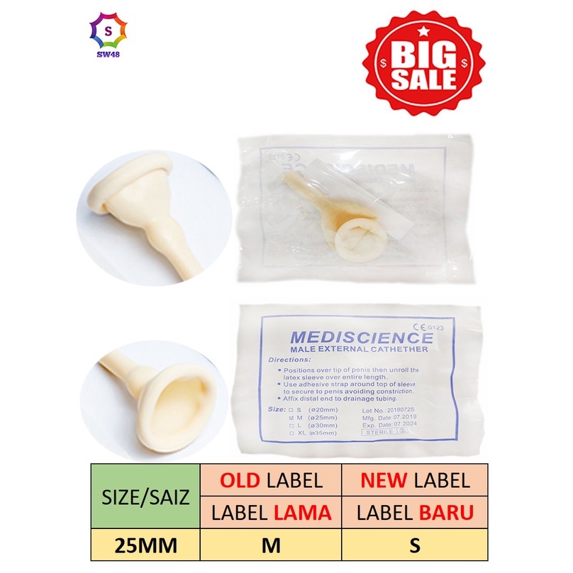 MEDISCIENCE Male External Catheter (uridrop/condom catheter) S-25MM or ...