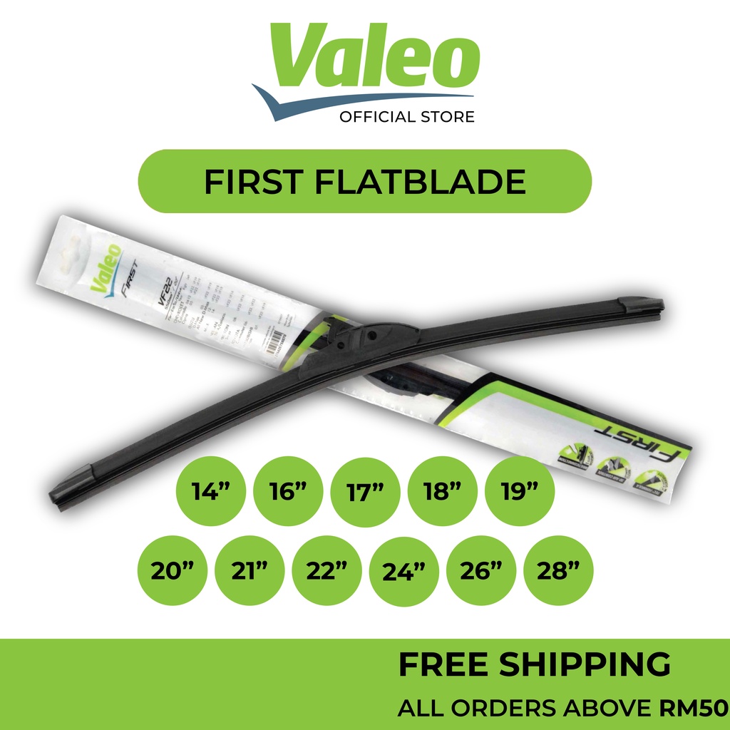 VALEO First Flatblade Wiper Blade U Hook X1 | Single | 14" 16" 17" 18 ...
