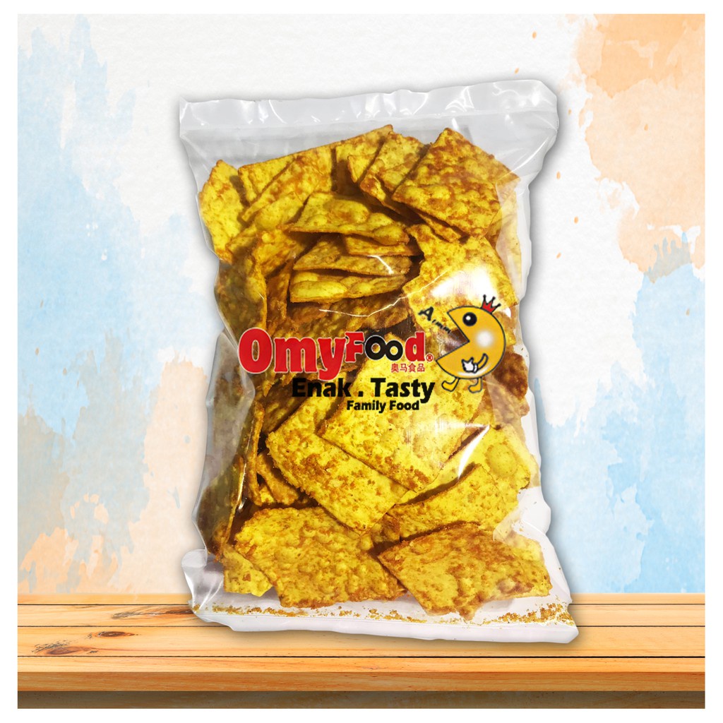 300g Kerepek Opak Ubi BBQ Kari Besar Segi Empat, BBQ Curry Big Cassava ...