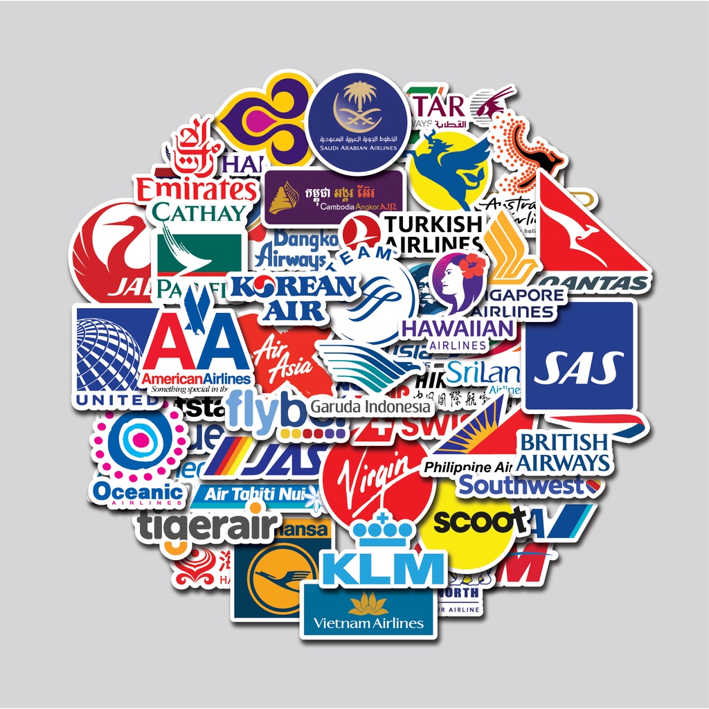 Sticker PACK AIRLINES LOGO | Laptop TUMBLER Sticker | Helmet Luggage ...