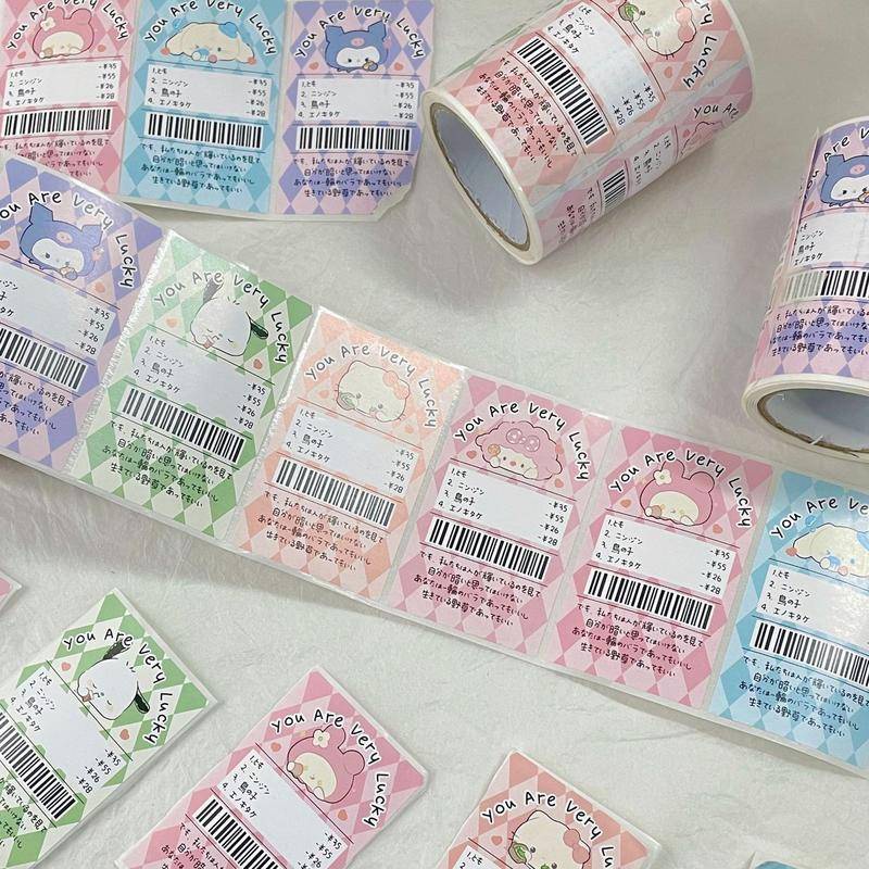 100Pcs/Roll Sanrio mymelody Kuromi Cinnamoroll Pochacco Sticker Seal ...