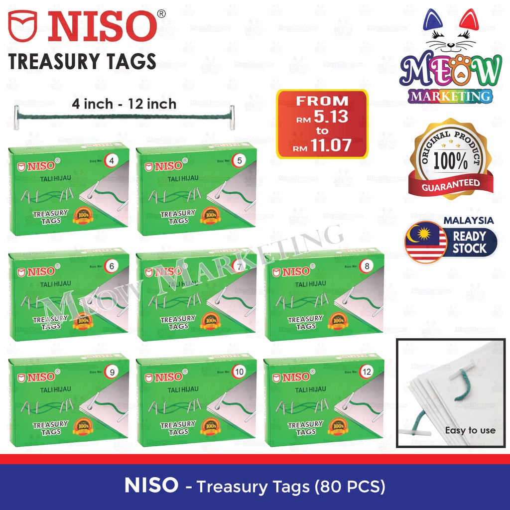 Niso Treasury Tags / Tali Hijau (80s) - T4 / T5 / T6 / T7 / T8 / T9 ...