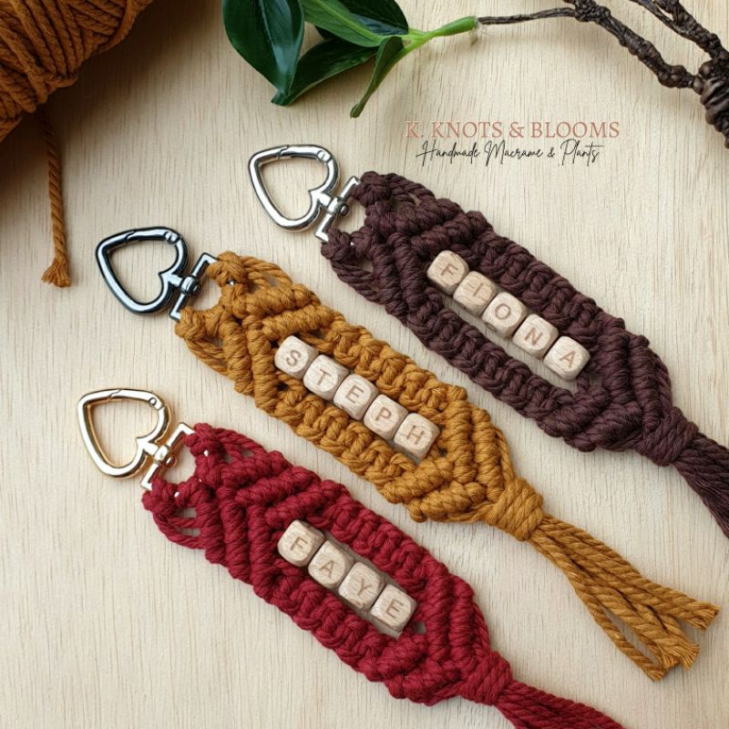 "Sally II" Customized Handmade Macrame Name Keychain|Laser Engraved ...