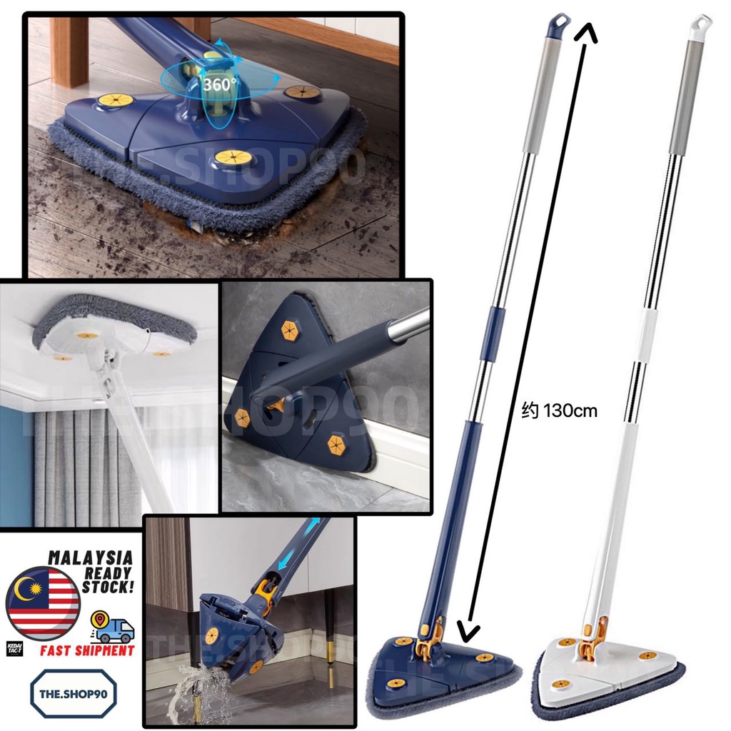 Triangular Mop Head Can Be Rotated 360° Self-extrusion Type Hands-free ...