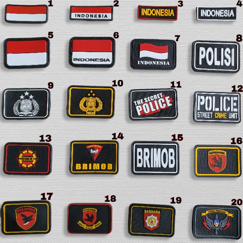 Patch rubber logo police/police/polri/brimob/(Earloop)/Pioneer/velcro ...