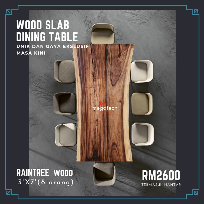 Meja makan kayu balak / dining table wood slab | Shopee Malaysia