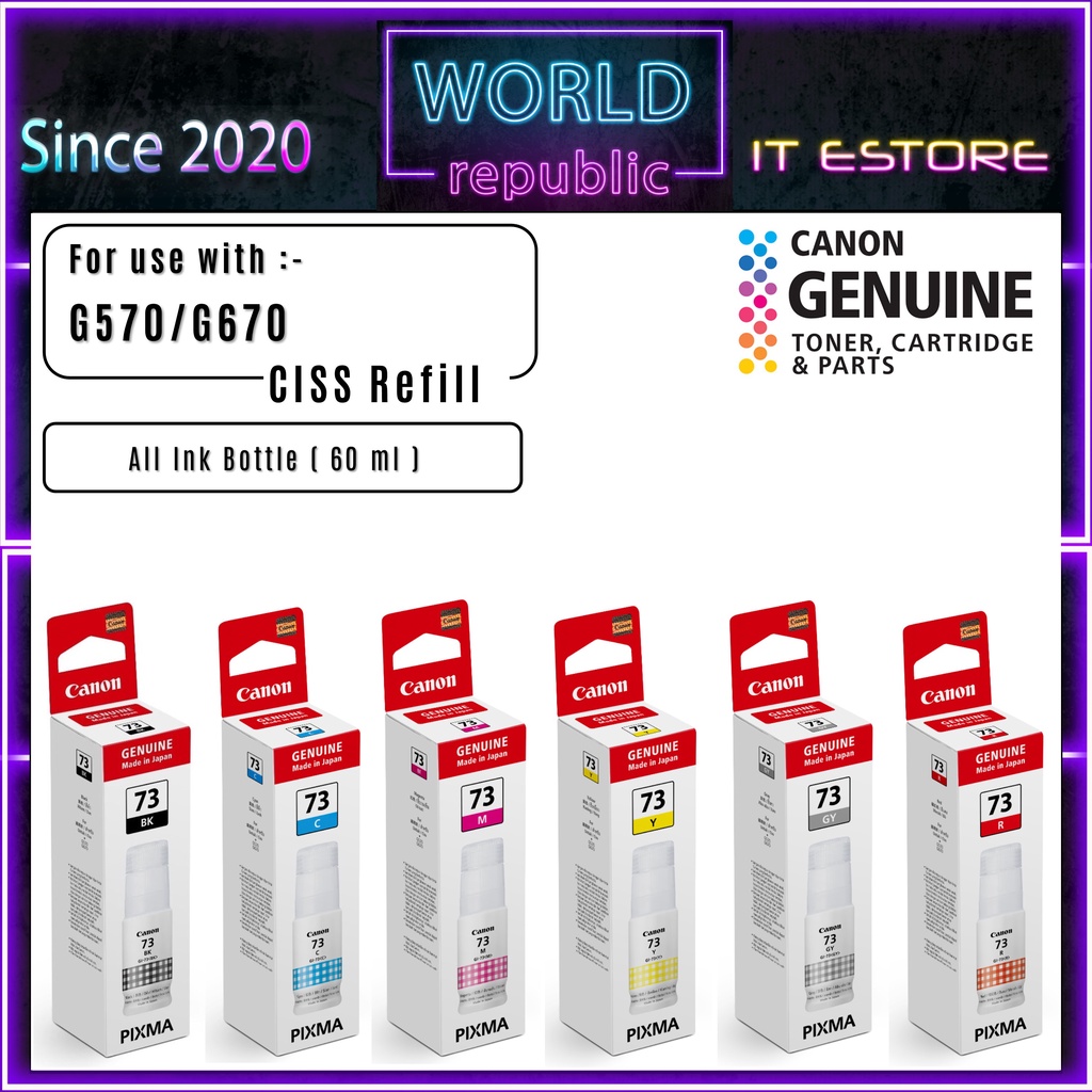 Canon Ink Cartridges - GI73 GI-73 (Black / Grey / Cyan / Magenta ...