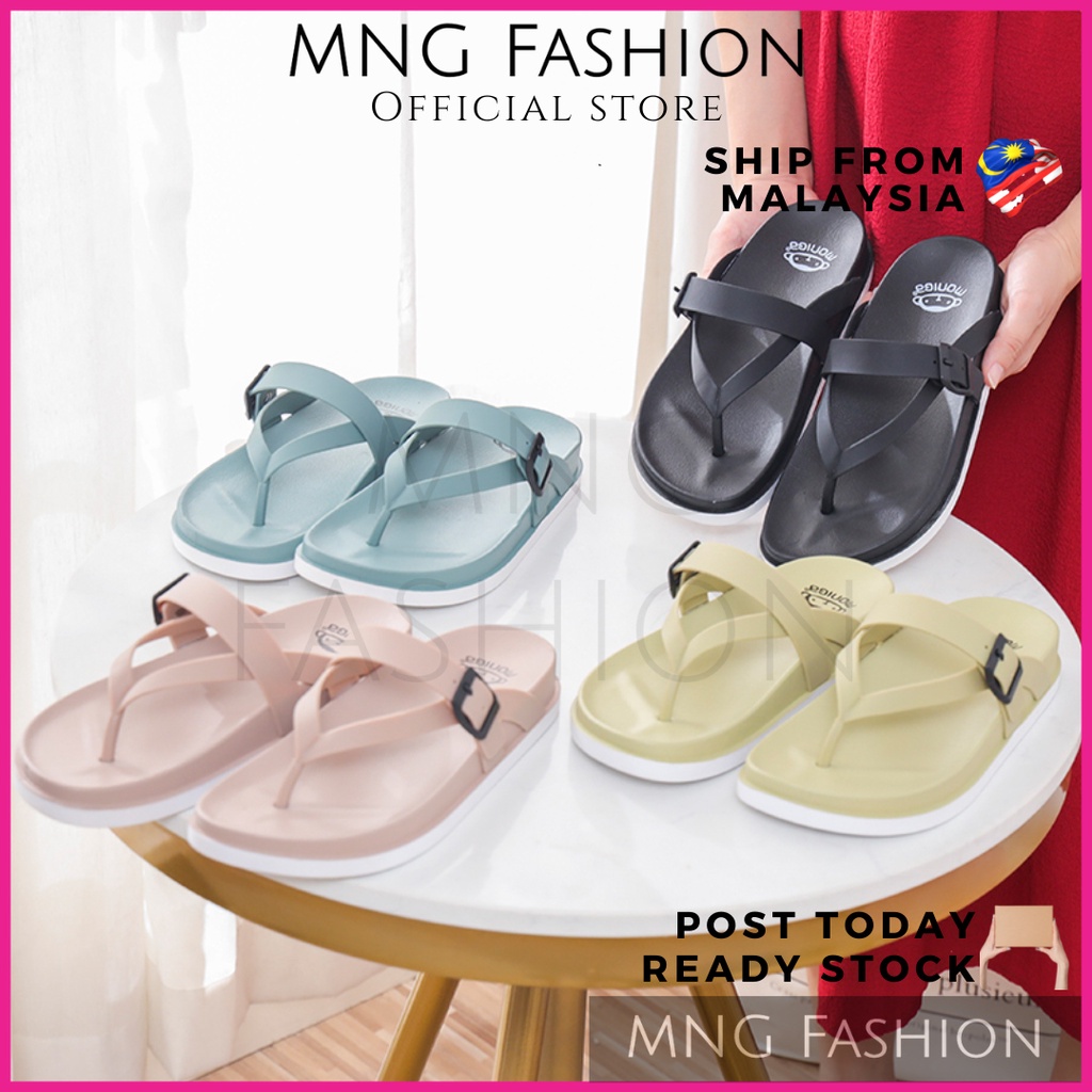 MONIGA - Koleksi Baru Sandal Perempuan | Buckles Strap Women Sandals ...