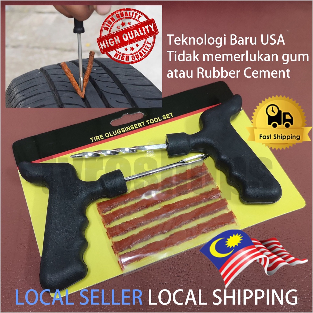 Car Tubeless Tyre Puncture Repair Kit / Set Penampal Tayar Tubeless ...