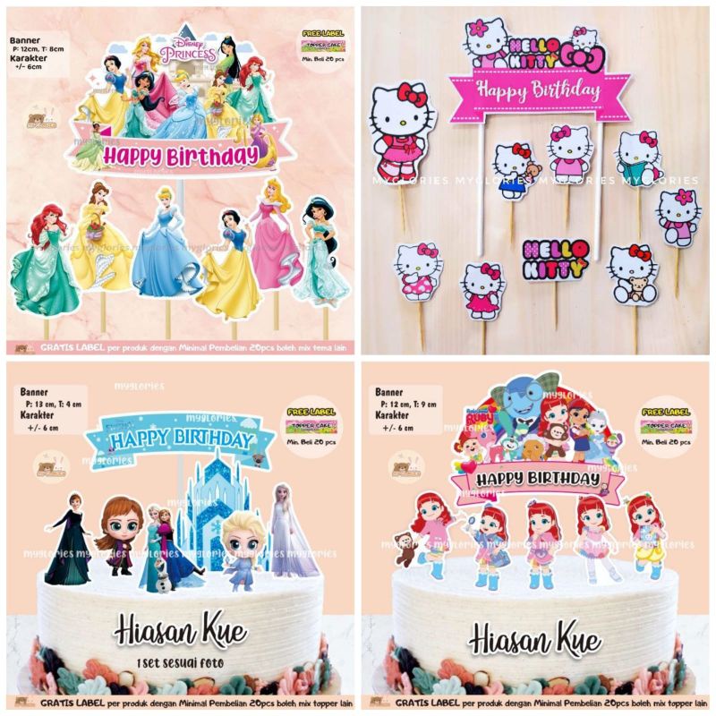 Girl's Birthday Cake Decoration - Girl's Cartoon Character Topper ...