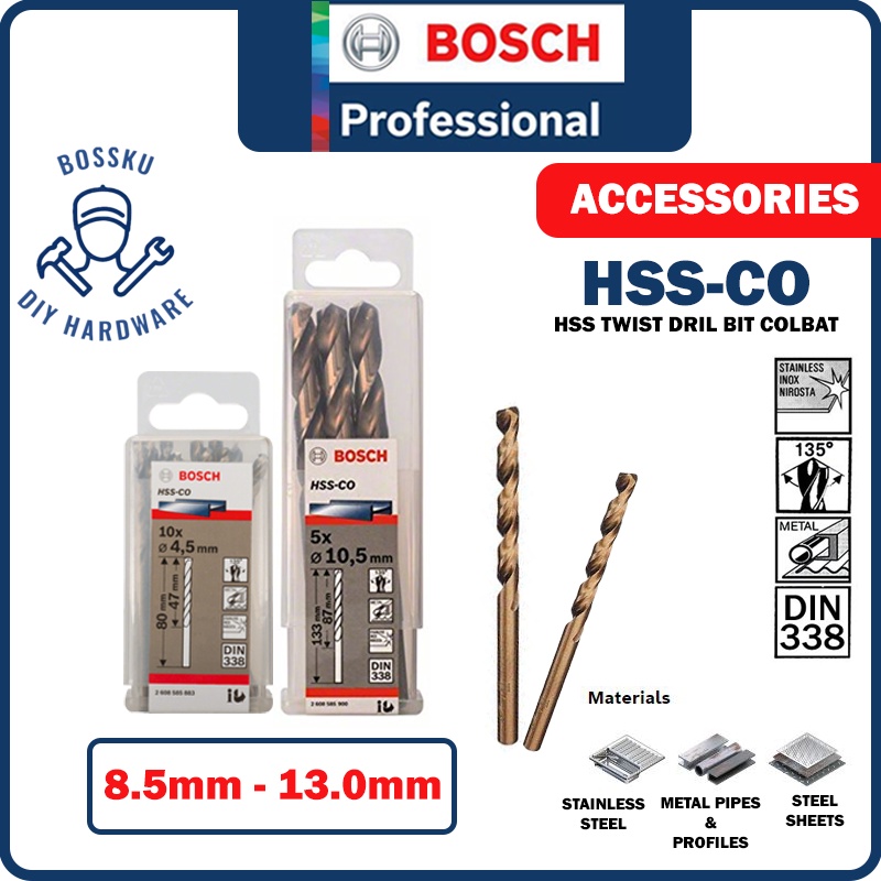 BOSCH HSS CO Stainless Steel Inox Metal Twist Drill Bit Cobalt Type [8 ...