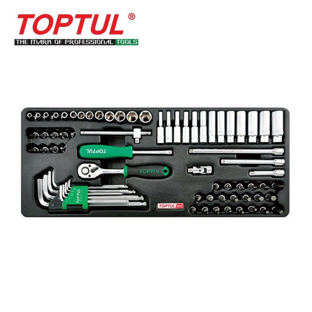 TOPTUL 72pcs 1/4"DR. Socket & Ball Point Hex Key Wrench Set GCAT7202 ...
