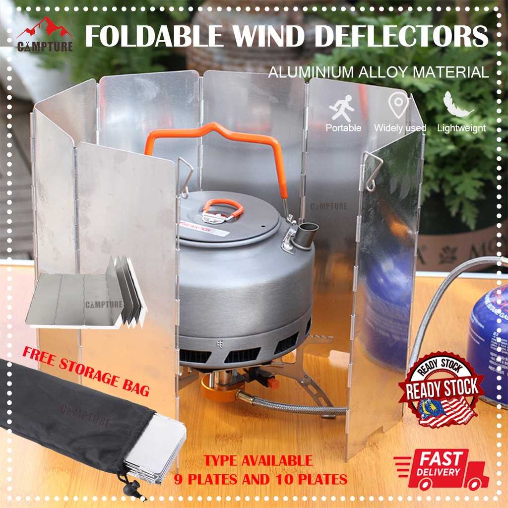 【CAMPTURE】Foldable Wind Deflectors 9&10 Plates Stove Windshield Camping ...