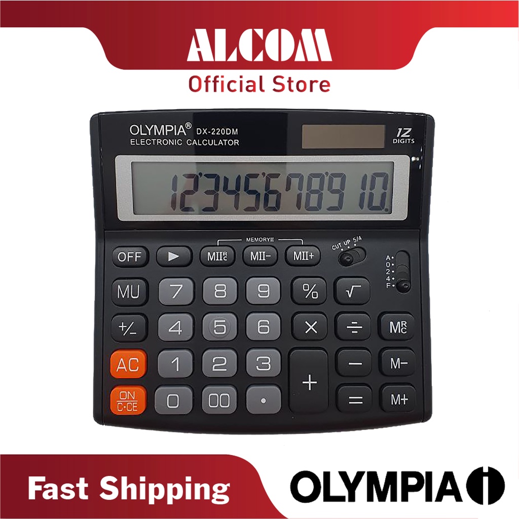 OLYMPIA Calculator DX-220DM 12 Digits with Twin Power Battery + Solar ...