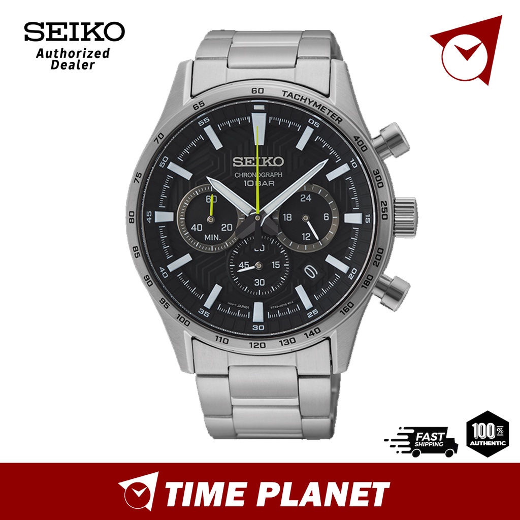 [Official Warranty] Seiko SSB413P1 Quartz Chronograph Black Dial ...