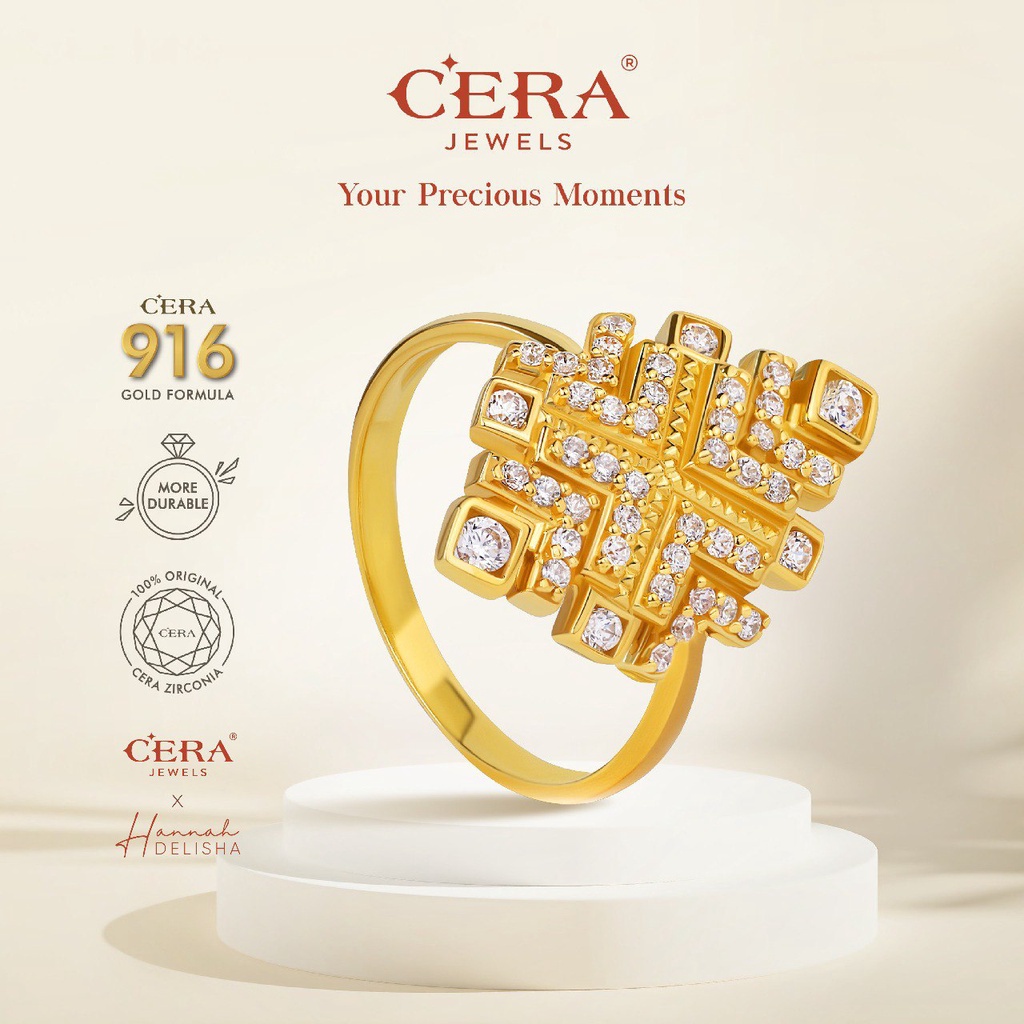 CERA 916 Gold Bunga Bintang Ring CR9018-F X Hannah Delisha | Shopee Malaysia