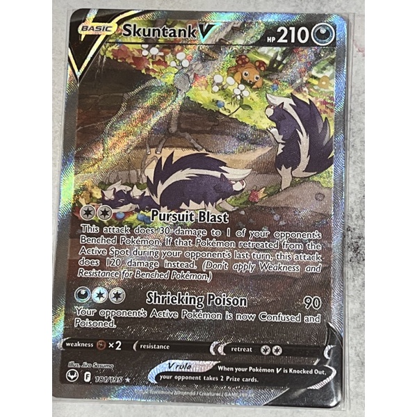Pokemon tcg Skuntank V - 181/195 - Alternate Art Ultra Rare Sword & Shield: Silver Tempest ...