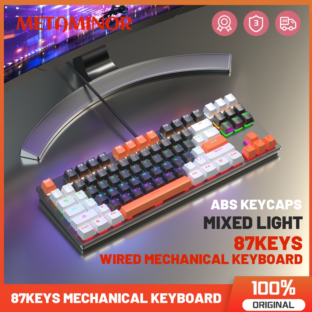 K870 Wired Mechanical Keyboard 87 key Multi-color Key Cap Mixed Light ...