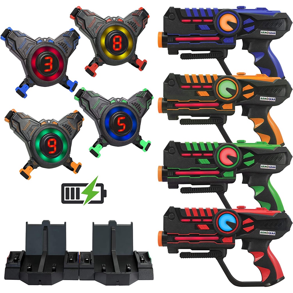 ArmoGear Rechargeable Laser Tag | Laser Tag Guns & Vests Set of 4 with ...
