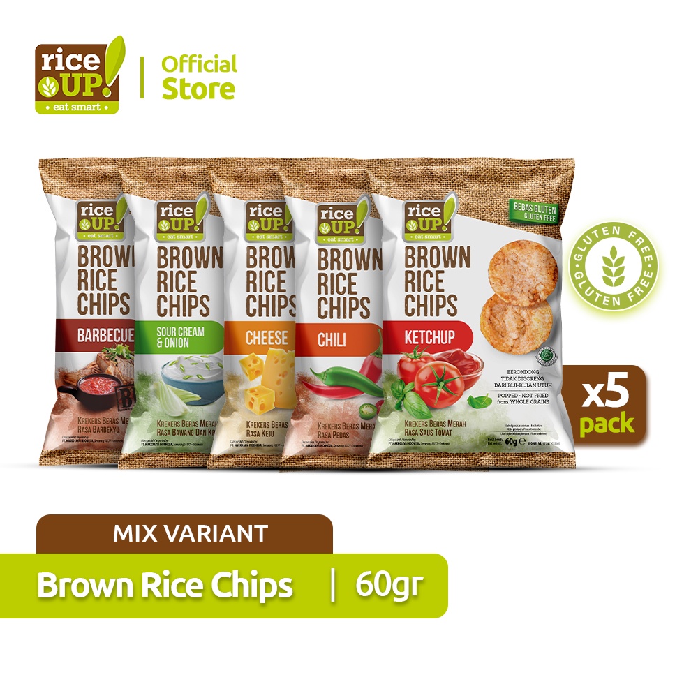 MERAH Rice UP! Brown Rice Chips (Brown Rice Chips) 60g - Mix 5 Flavors ...