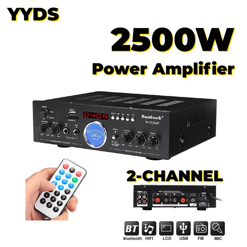 2 years warranty-2500W 2.0 Channel 5.0 bluetooth Amplifier Home Audio ...