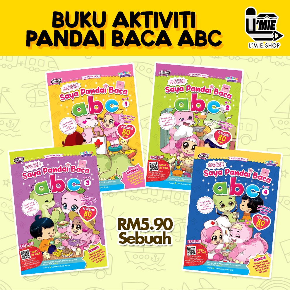 Koleksi Buku Aktiviti HORE! SAYA PANDAI BACA ABC- Buku Latihan Kanak ...
