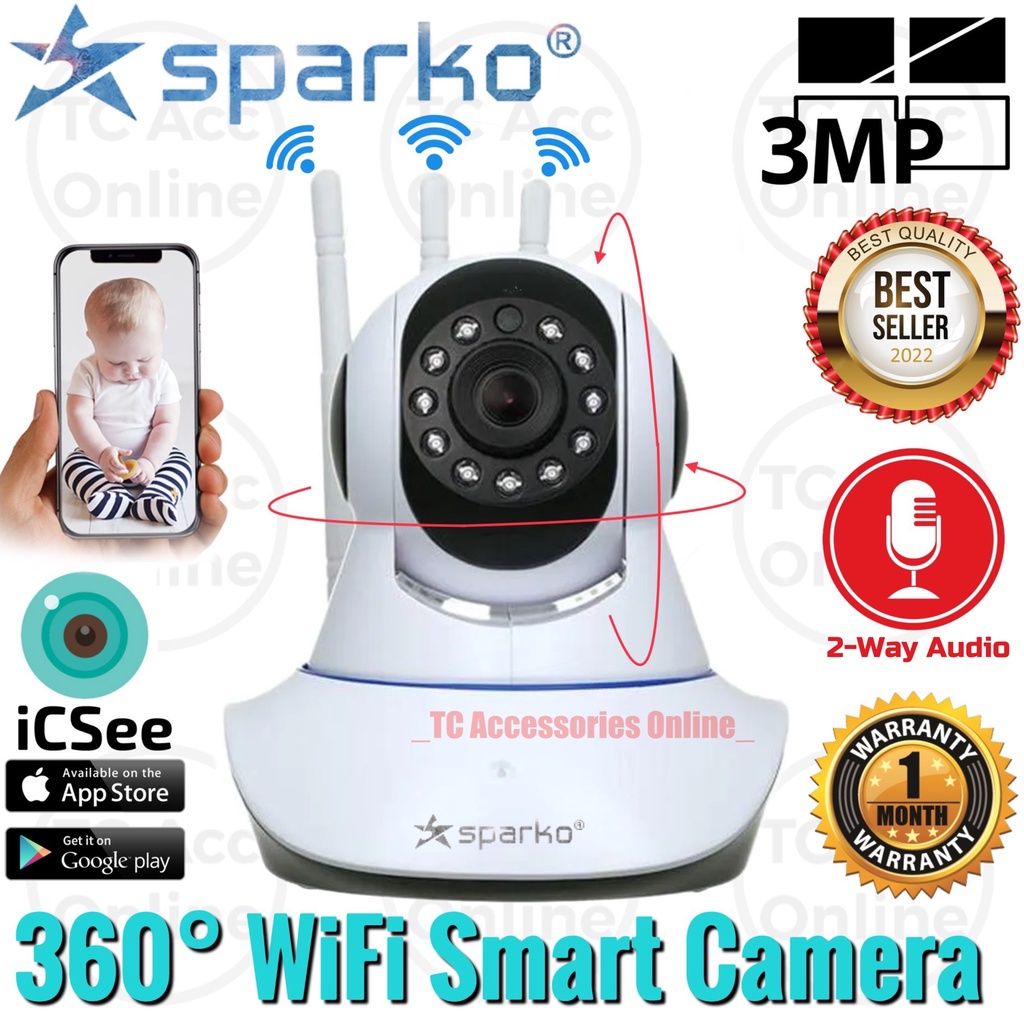 SPARKO ICSEE Full HD 3.0MP 3MP 360 degree Wireless IP Camera Wifi Smart ...