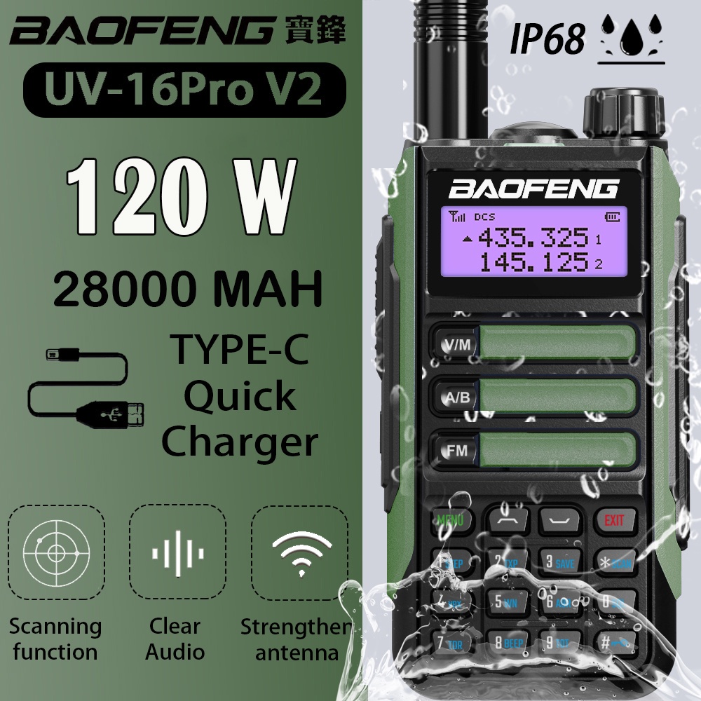 Baofeng UV-20 UV16 V2 PRO 120W Walkie Talkie 150KM IP68 Waterproof Amateur Transceiver Dual Band ...