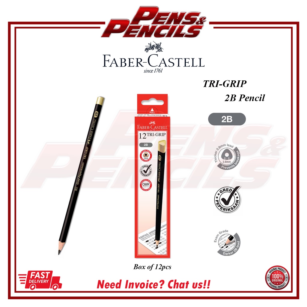 Faber-Castell Trip Grip 2B Pencil 311802 (Box of 12 pcs) / Faber ...