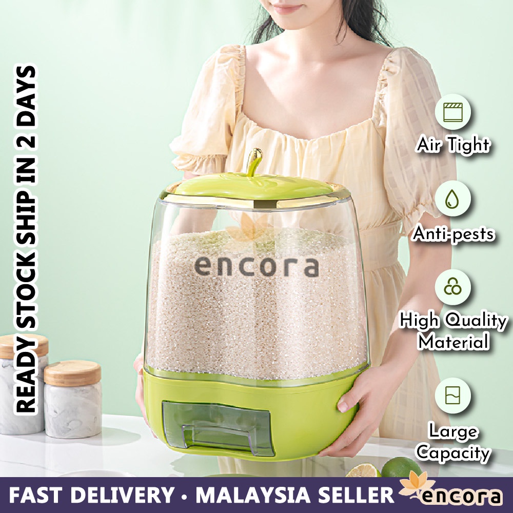 Encora 5KG/10KG Airtight Rice Container Transparent Kitchen Organizer ...