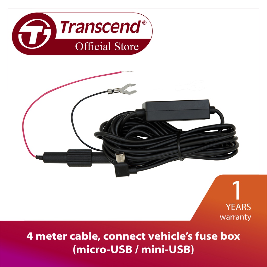 Transcend Hardwire Power Cable Fuse Box 4m Car Recorder Dashcam DPK1 ...