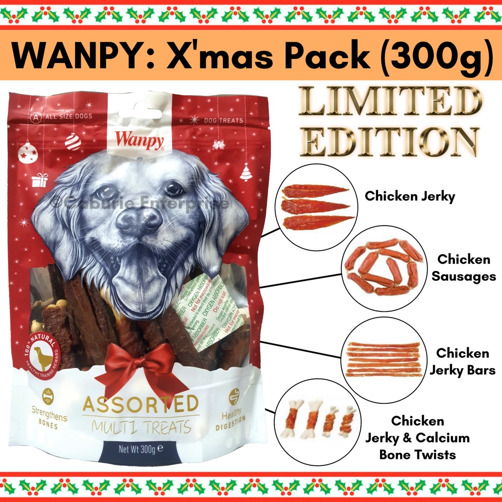 (LIMITED EDITION) WANPY: Christmas Pack (300g) - CHICKEN JERKY/SAUSAGES ...