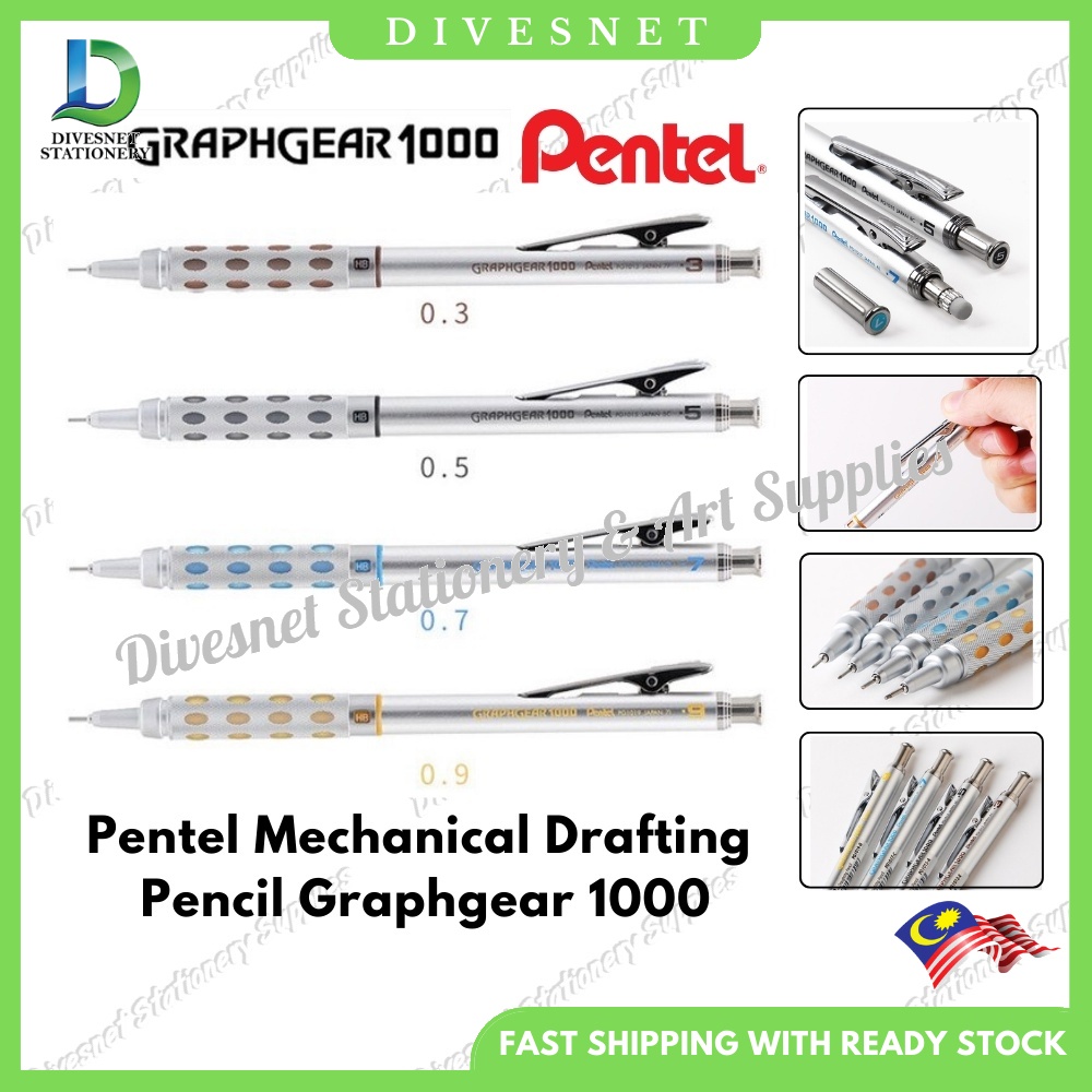 Pentel Mechanical Drafting Pencil Graphgear Graph Gear PG1000 Pensil ...
