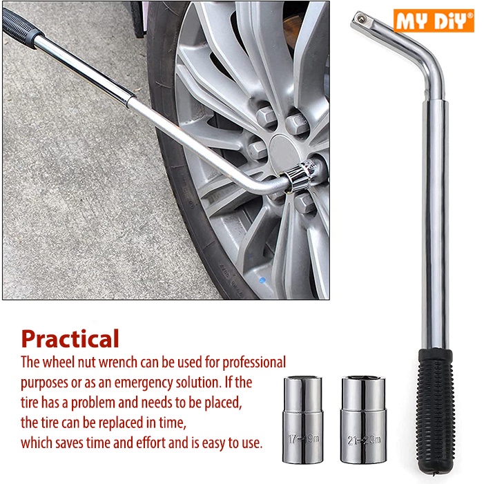 MYDIYHOMEDEPOT - 3pcs Tire Wrench Spanner Telecopic Extension TYRE ...