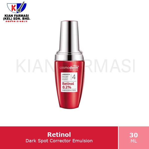COSMODERM Luminous A Dark Spot Corrector Emulsion 30ml (Retinol) Untuk ...