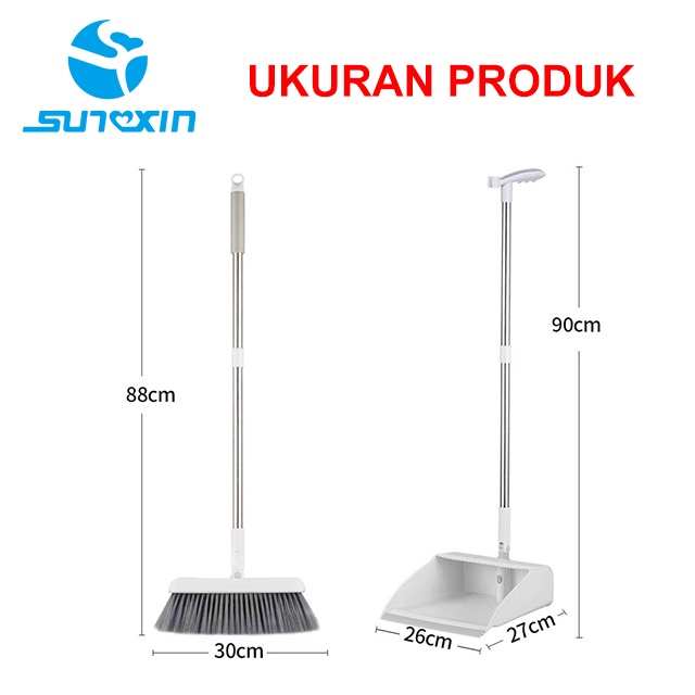 Sunxin Foldable Sweeper 2 in 1 Broom and Dustpan Combo Set Magic Broom ...