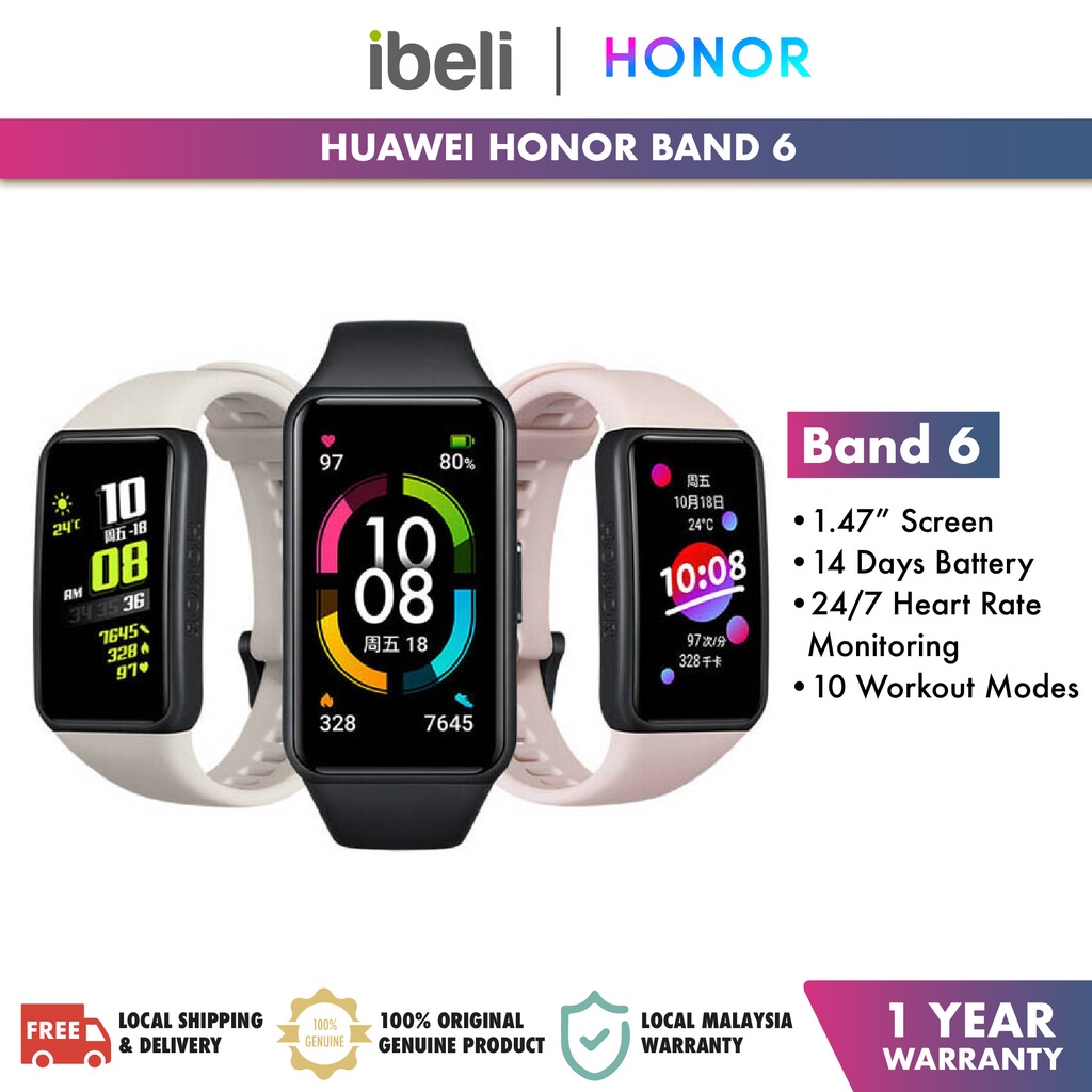 Honor Band 6 AMOLED Smart Wristband Oximeter Blood Oxygen SpO2 Tracker ...