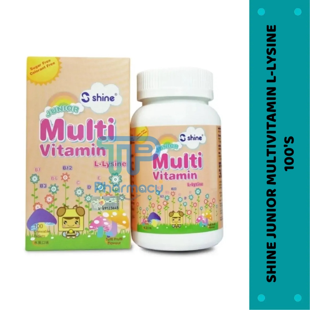 🥰SHINE JUNIOR MULTIVITAMIN CHEWABLE TABLET 100'S (TUTTI FRUITY FLAVOUR ...